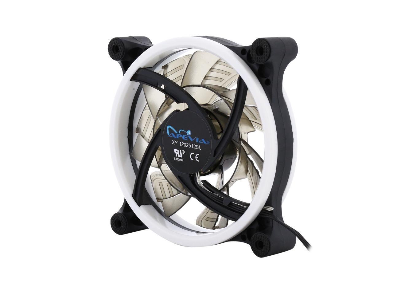 APEVIA 12L-CWH White LED 120mm x 120mm x 25mm 4pin+3pin White LED Case ...