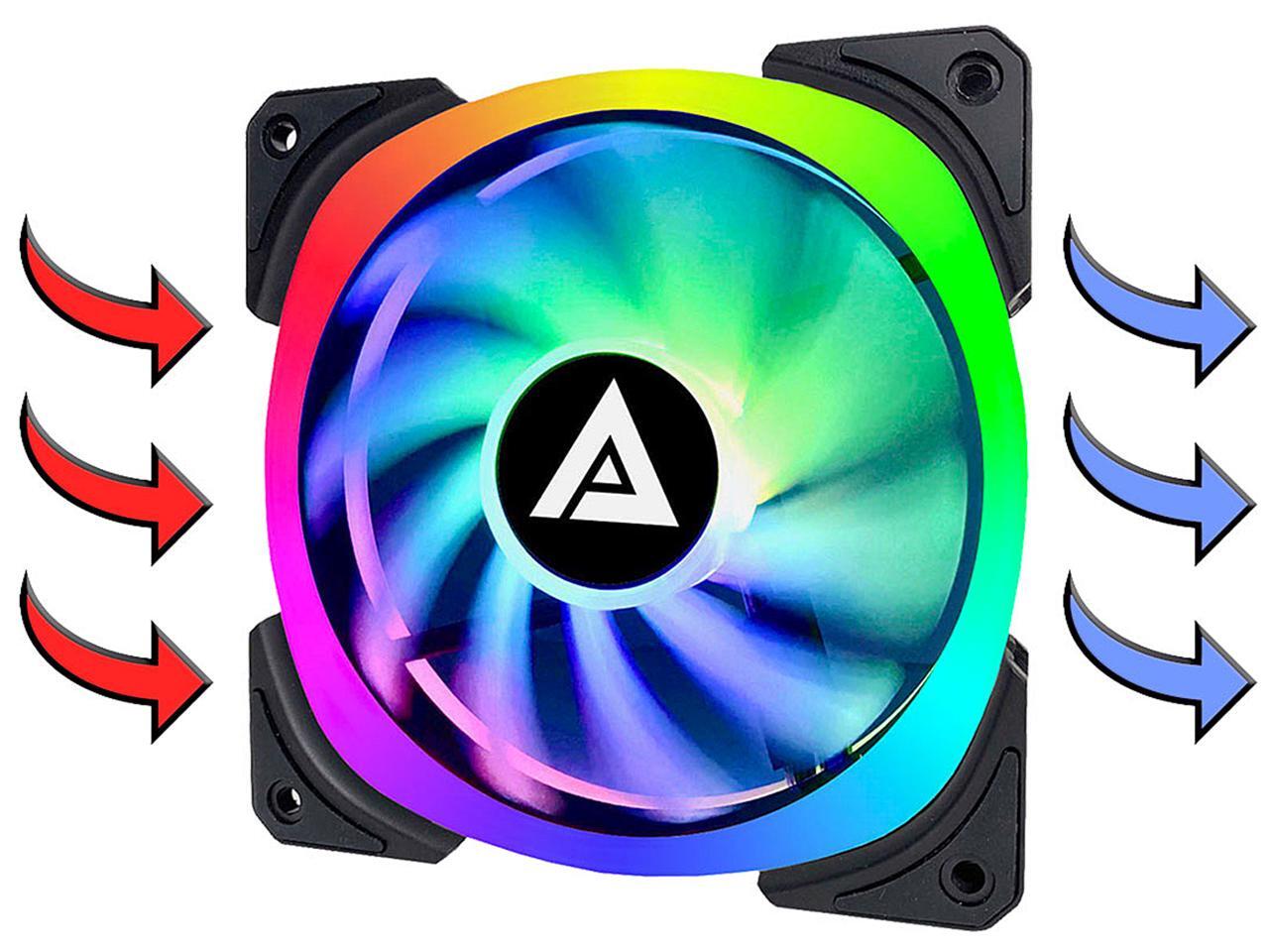 Apevia Lunar Pro 120mm Silent Addressable RGB Color Changing LED Fan (4 ...