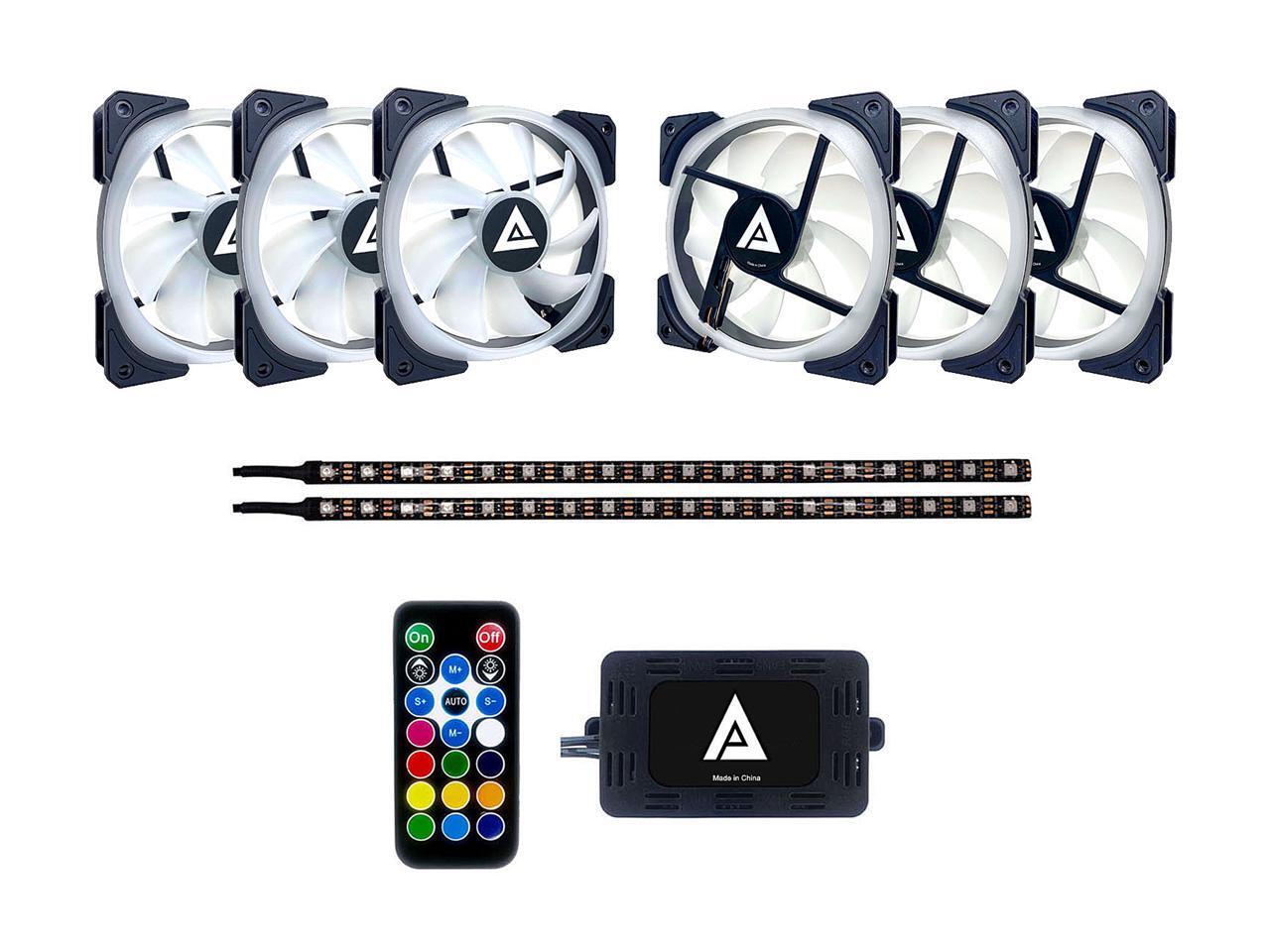 Apevia Lunar Pro 120mm Silent Addressable RGB Color Changing LED Fan (6 ...