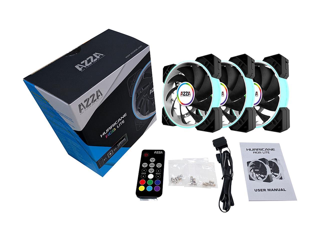 AZZA HURRICANE RGB Fan(7-color) w/ RF controller, FNAZ-12RGB-B-232 ...