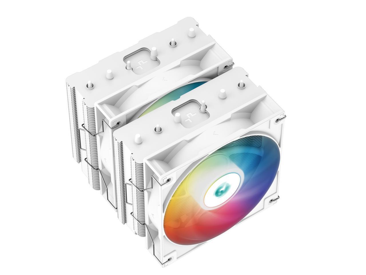 DeepCool AG620 WH ARGB Dual-Tower CPU Cooler, 2x 120mm Fan, Six Copper ...