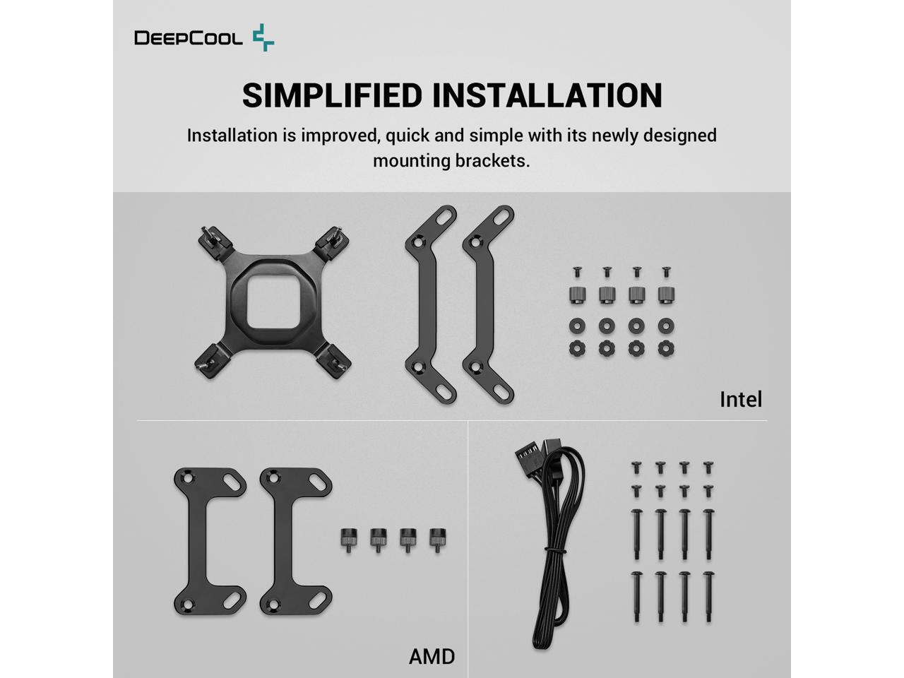 DeepCool MYSTIQUE 240 LCD Liquid Cooler 240mm 5th Gen Pump 3400RPM AIO ...