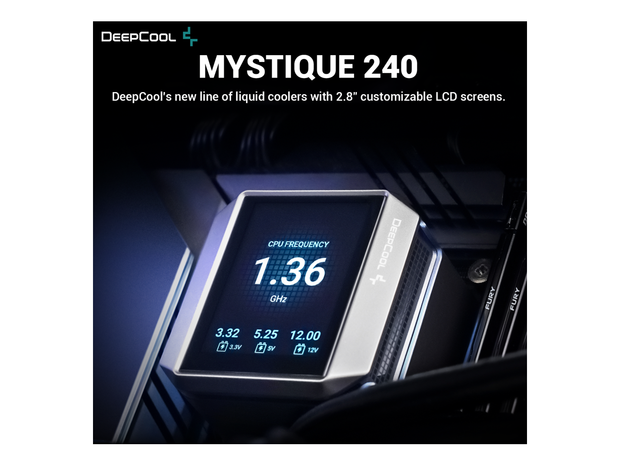 DeepCool MYSTIQUE 240 LCD Liquid Cooler 240mm 5th Gen Pump 3400RPM AIO ...