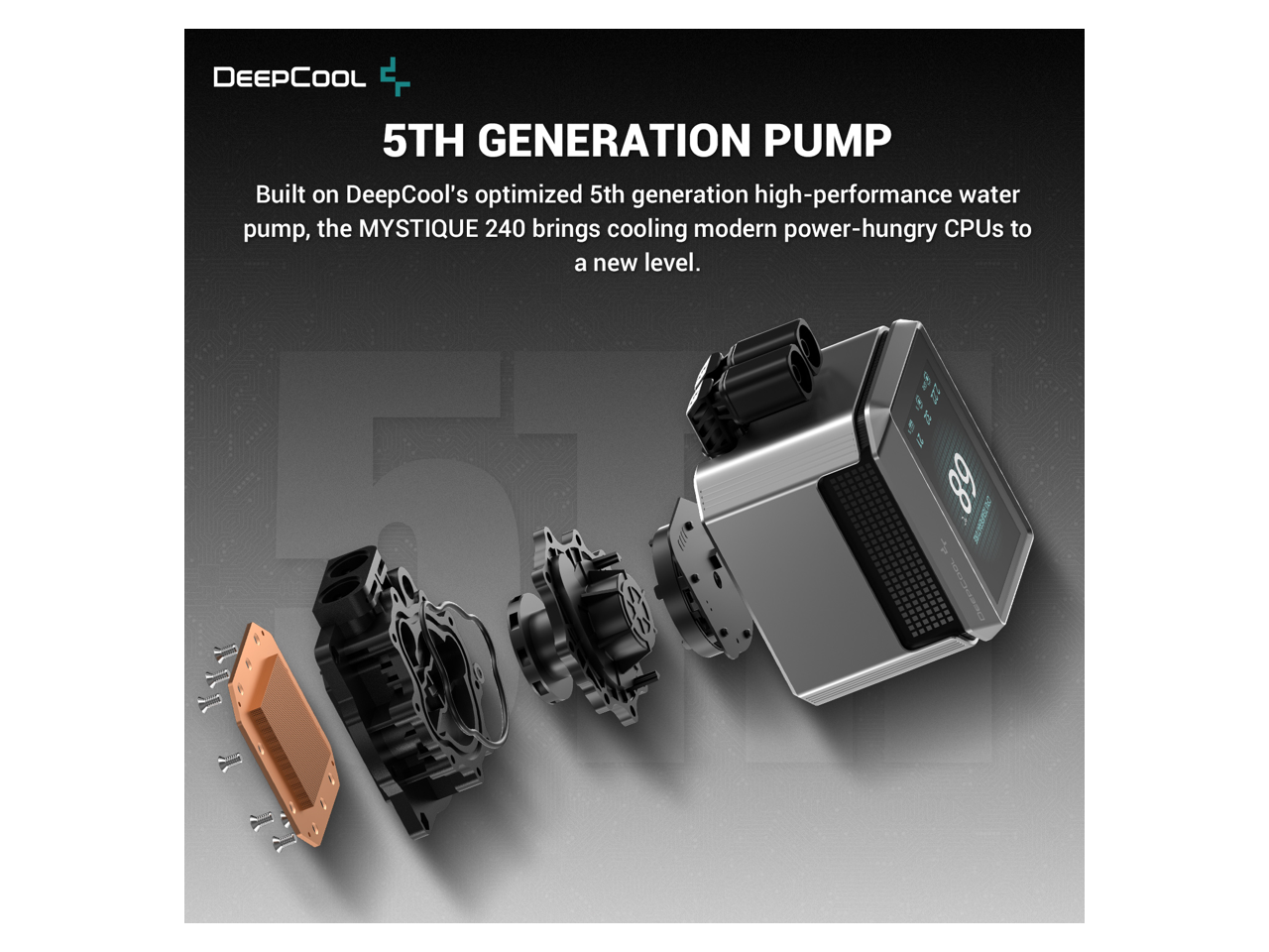 DeepCool MYSTIQUE 240 LCD Liquid Cooler 240mm 5th Gen Pump 3400RPM AIO ...