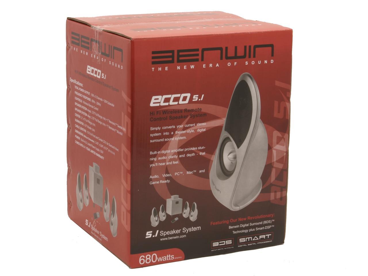 BENWIN ECCO5.1S 5.1CH 680W Home Audio Speakers W/ Silver Color ...