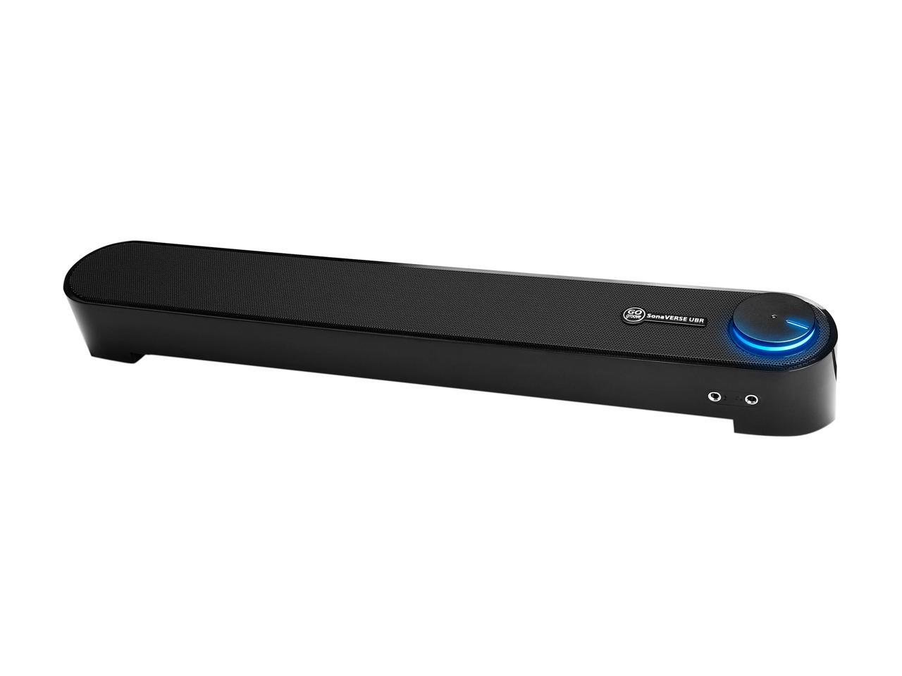 Desktop Computer Sound Bar Speaker w/ Easy Access Headphone & Mic Jacks ...