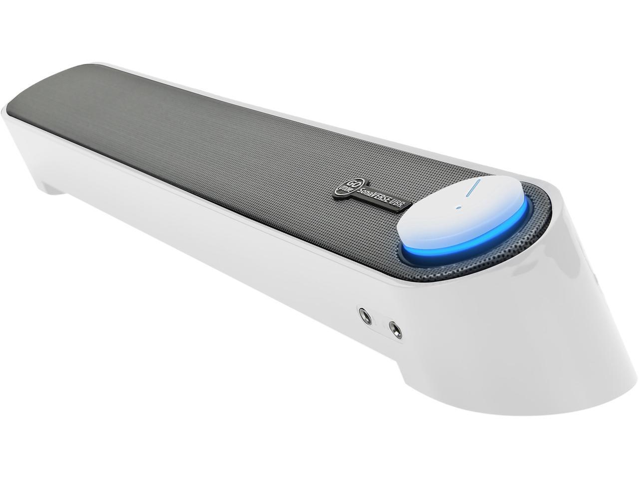 Desktop Computer Sound Bar Speaker w/ Easy Access Headphone & Mic Jacks ...