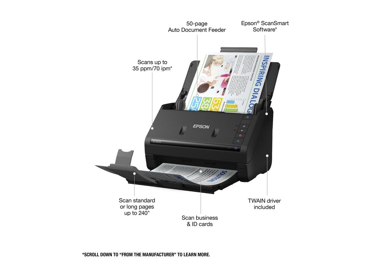 Epson WorkForce ES-400 II Color Duplex Desktop Document Scanner for PC ...