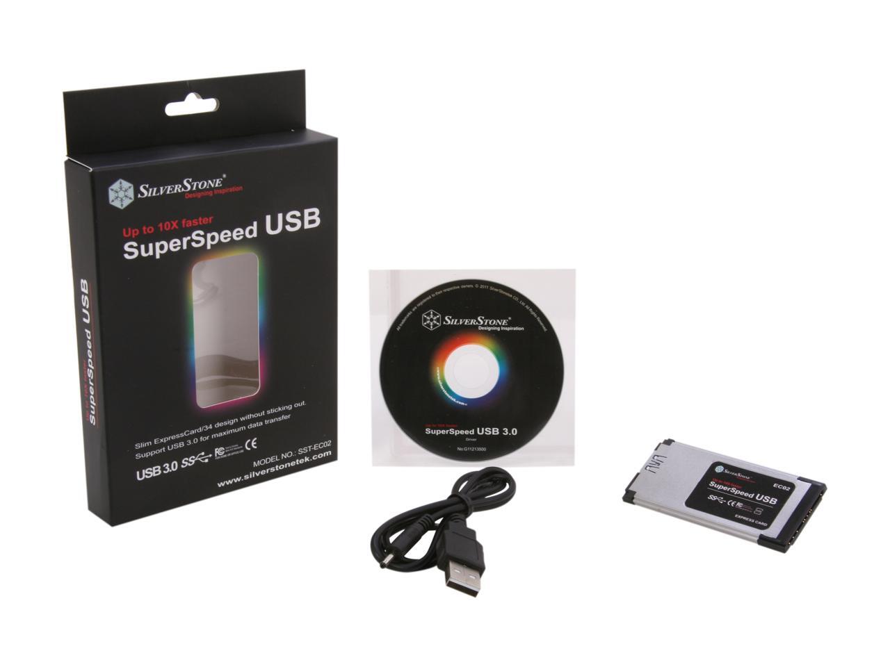 Silverstone EC02 Slim ExpressCard/34 USB 3.0 ExpressCard Adapter ...