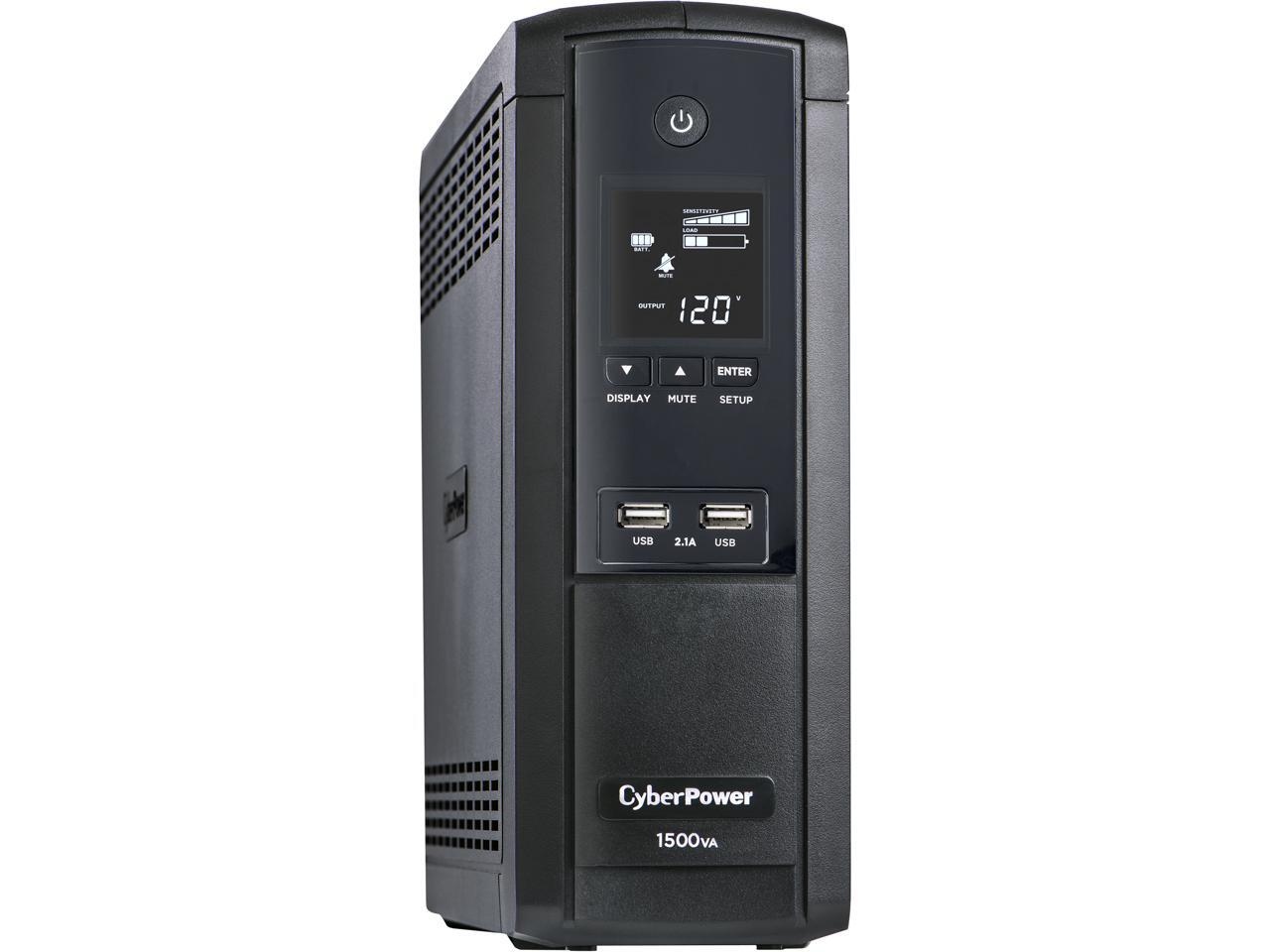 CyberPower BRG1500AVRLCD 1500 VA / 900 Watts, 12 Outlets, AVR ...