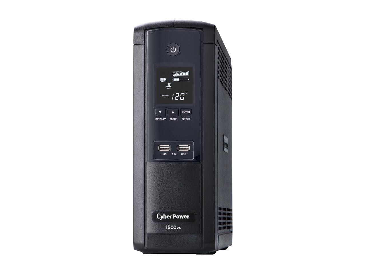 CyberPower BRG1500AVRLCD 1500 VA / 900 Watts, 12 Outlets, AVR ...