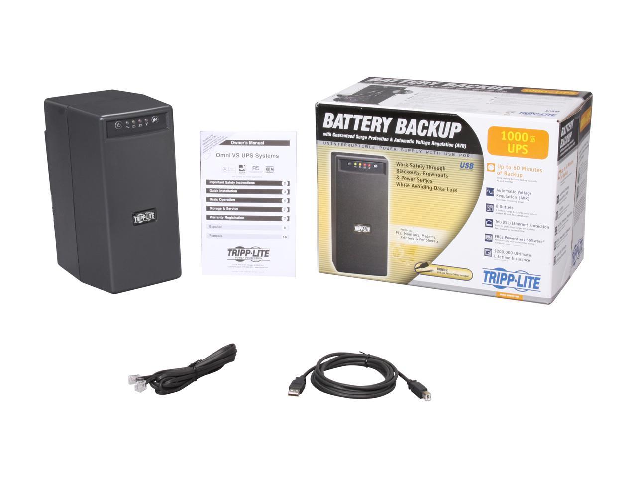 Tripp Lite OMNIVS1000 OMNI VS 1000 VA 500 Watts 8 Outlets Line Interactive Tower UPS - Newegg.com