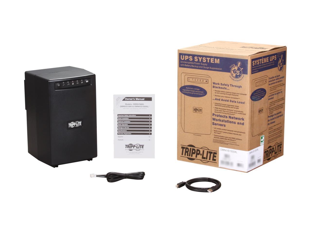 Tripp Lite OMNIVS1500XL OMNI VS 1500 VA 940 Watts 8 Outlets Line Interactive Tower UPS Extended ...