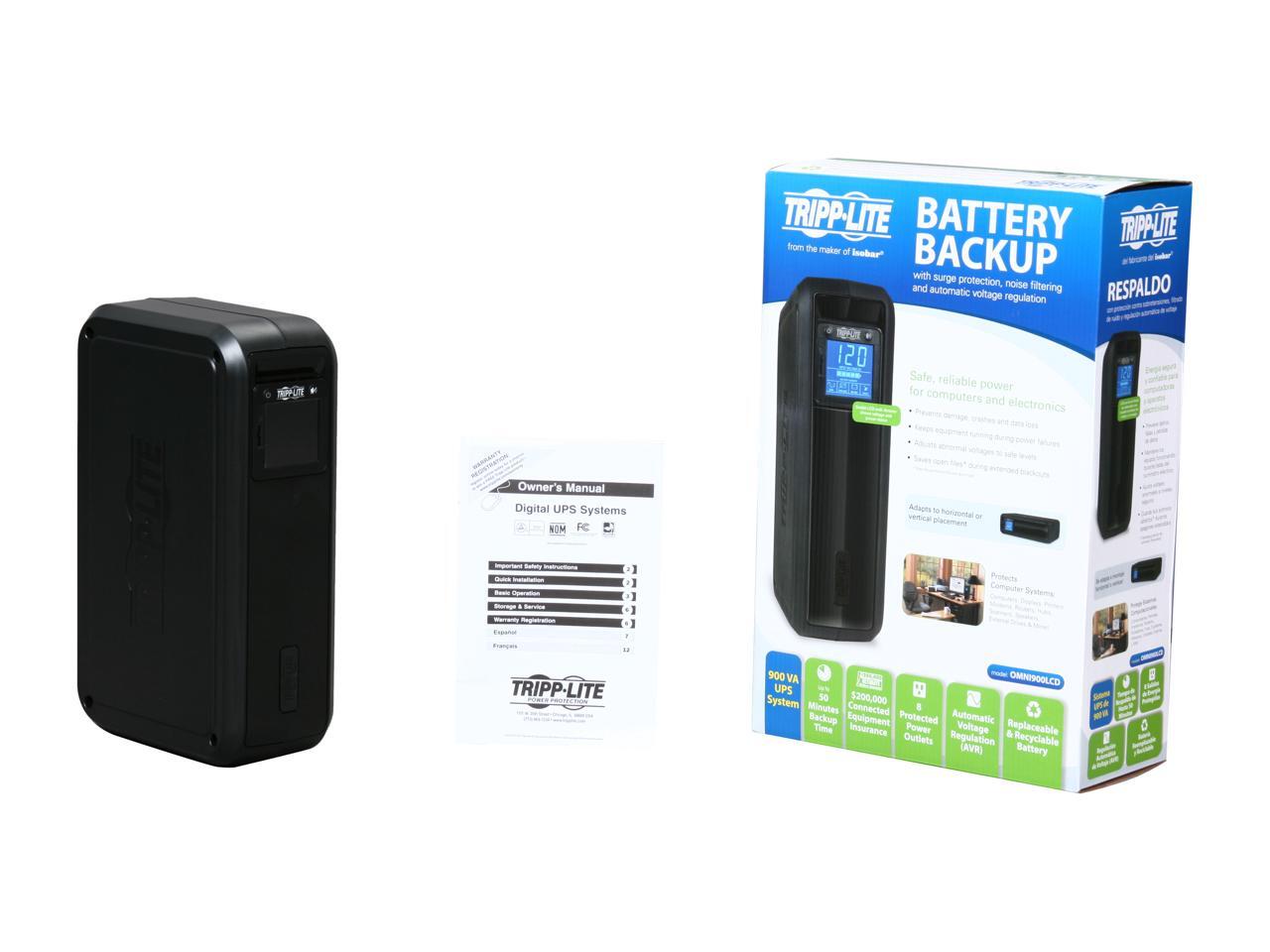 Tripp Lite OMNI900LCD Omni Smart Digital 900 VA 475 Watts 8 Outlets Line Interactive UPS w/ LCD ...