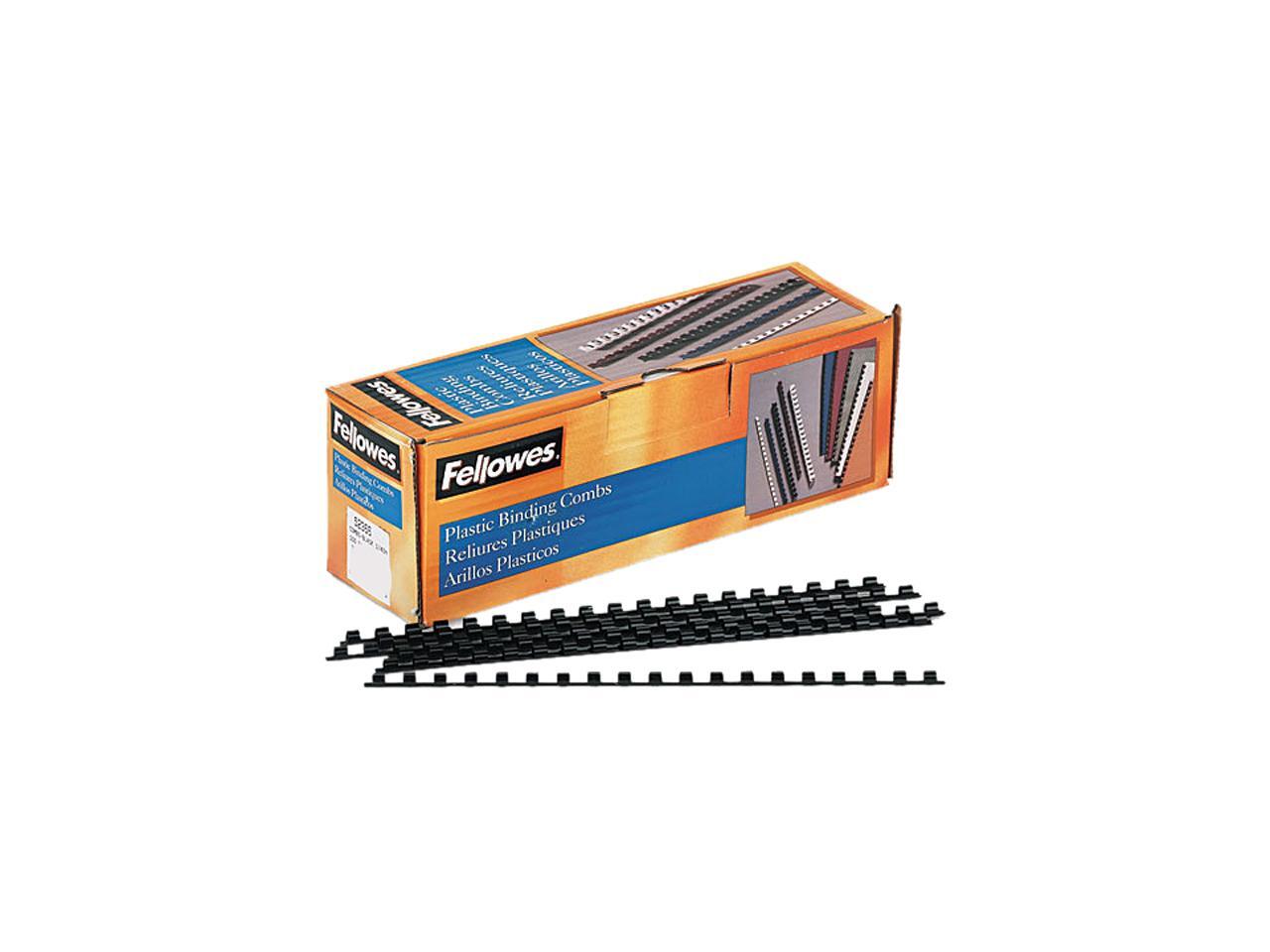 52366 Fellowes Plastic Comb Bindings, 1/4" Diameter, 20 Sheet Capacity, Black, 100 Combs/Pack ...