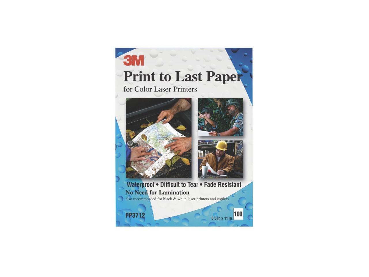 3M Print to Last Coated Waterproof Paper for Laser Printer, 8-1/2x11 ...