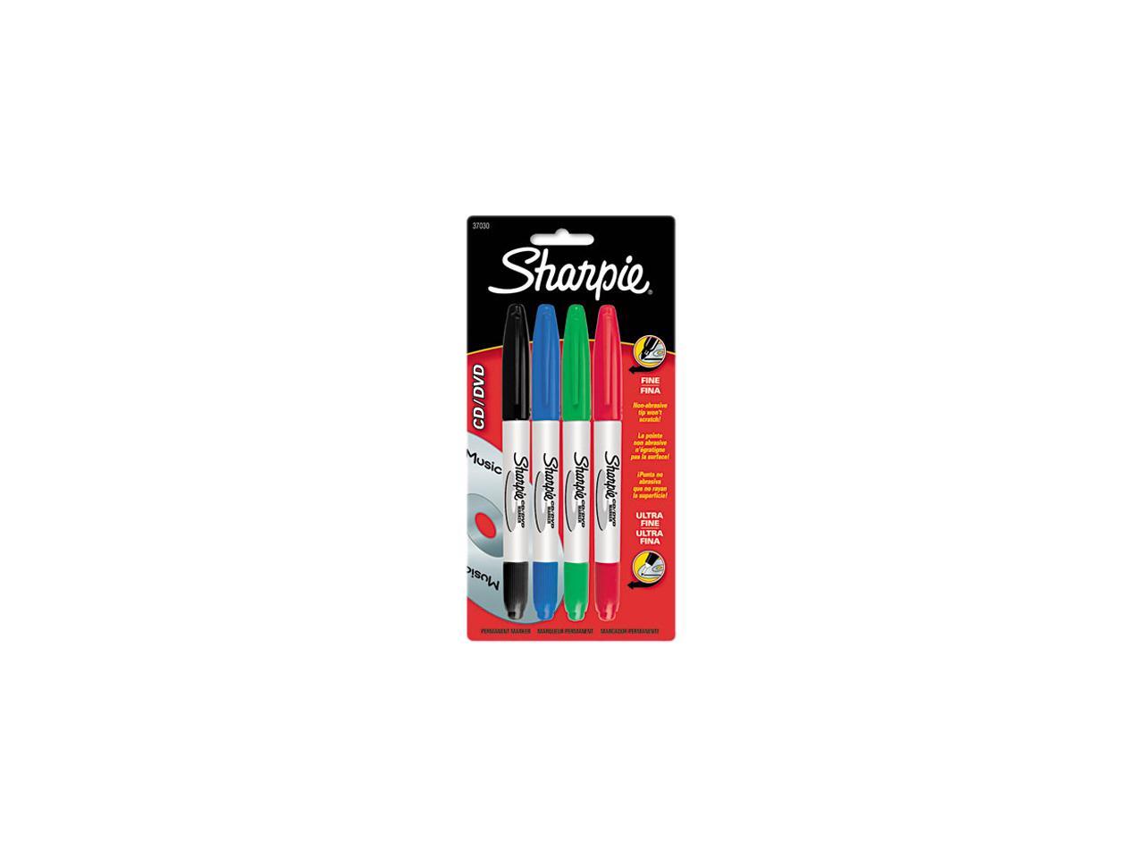 Sharpie 37030PP CD/DVD Markers, Fine/Ultra Fine Point, Assorted, 4/Set ...