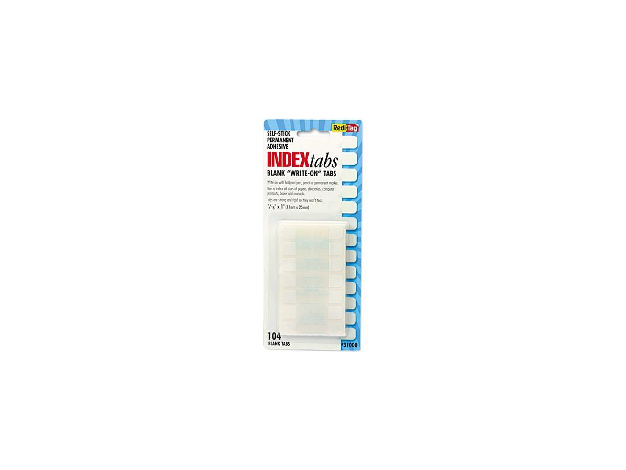 Redi-Tag 31000 Side-Mount Self-Stick Plastic Index Tabs, One Inc, White ...