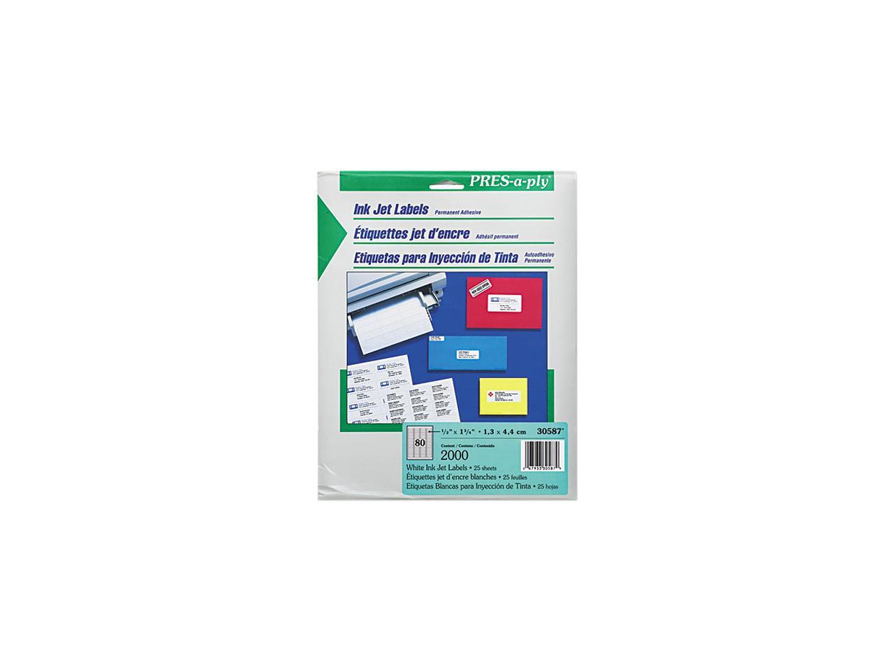Avery 30587 Pres-A-Ply Inkjet Address Labels, 1/2 x 1-3/4, White, 2000 ...