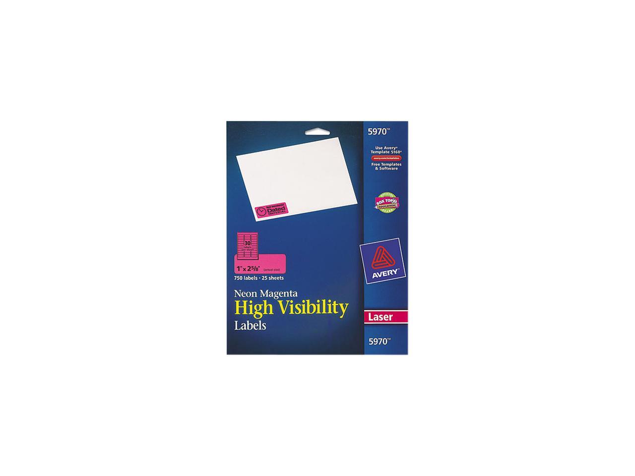 Avery High-Visibility Labels, Permanent Adhesive, Neon Magenta, 1" x 2 ...