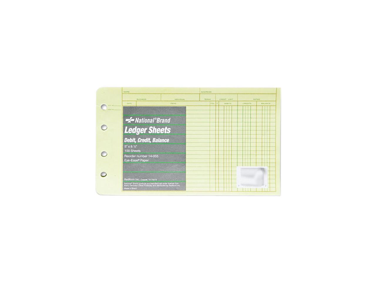 National Brand 14-055 Extra Sheets for Four-Ring Ledger Binder, 8-1/2 x ...