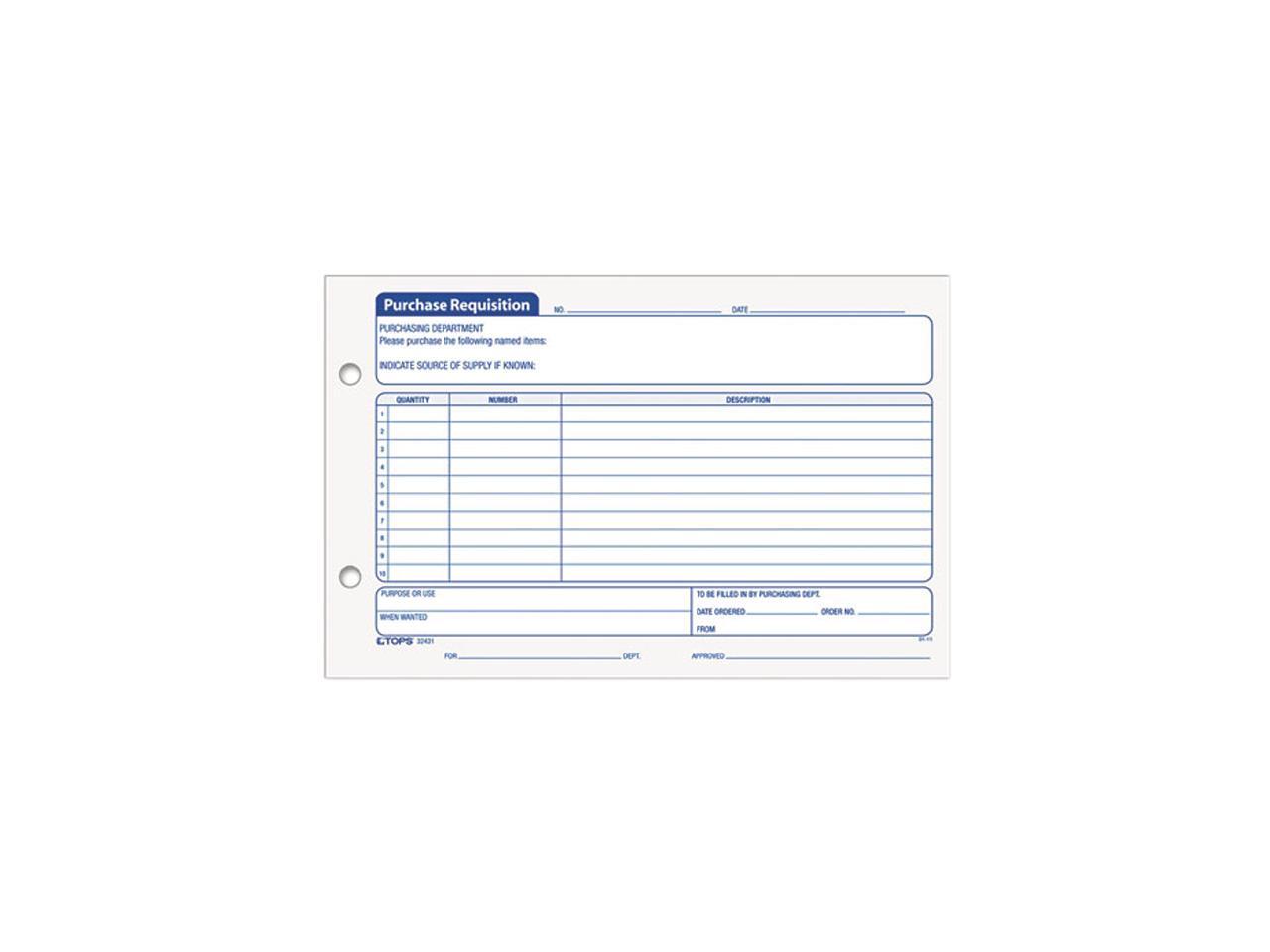 Tops 32431 Purchasing Requisition Pad, 5 1/2 x 8 1/2, 100 / pad, 2 ...