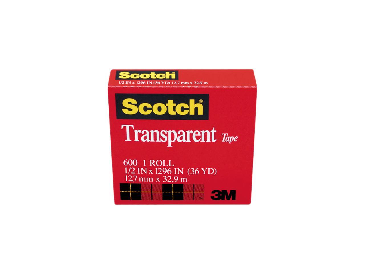 Scotch Transparent Glossy Tape, 1/2" x 1296", 1" Core, Clear, 1 per ...