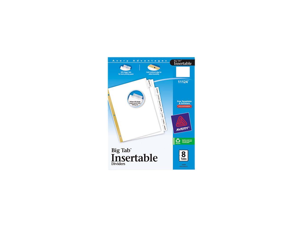 Avery 11124 WorkSaver Big Tab Dividers Clear Tabs 8 Tab Letter 