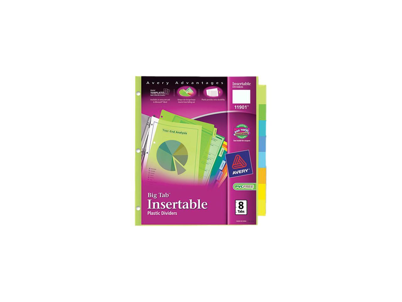 Avery 11901 WorkSaver Big Tab Plastic Dividers 8 Tab Letter 