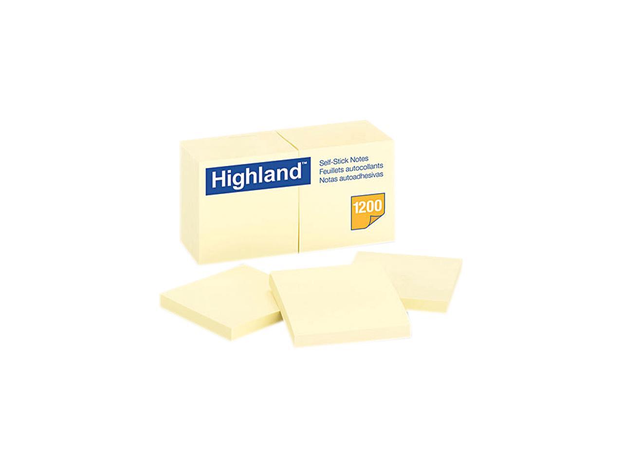 Highland 6549YW Self-Stick Pads, Yellow, 100 Sheets / Pad, 12 Pads ...