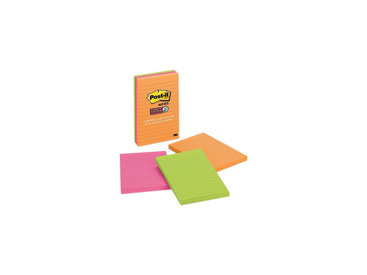 Post-it 660-3SSUC Super Sticky Lined Notes, Rio De Janeiro 101x152mm 3 ...