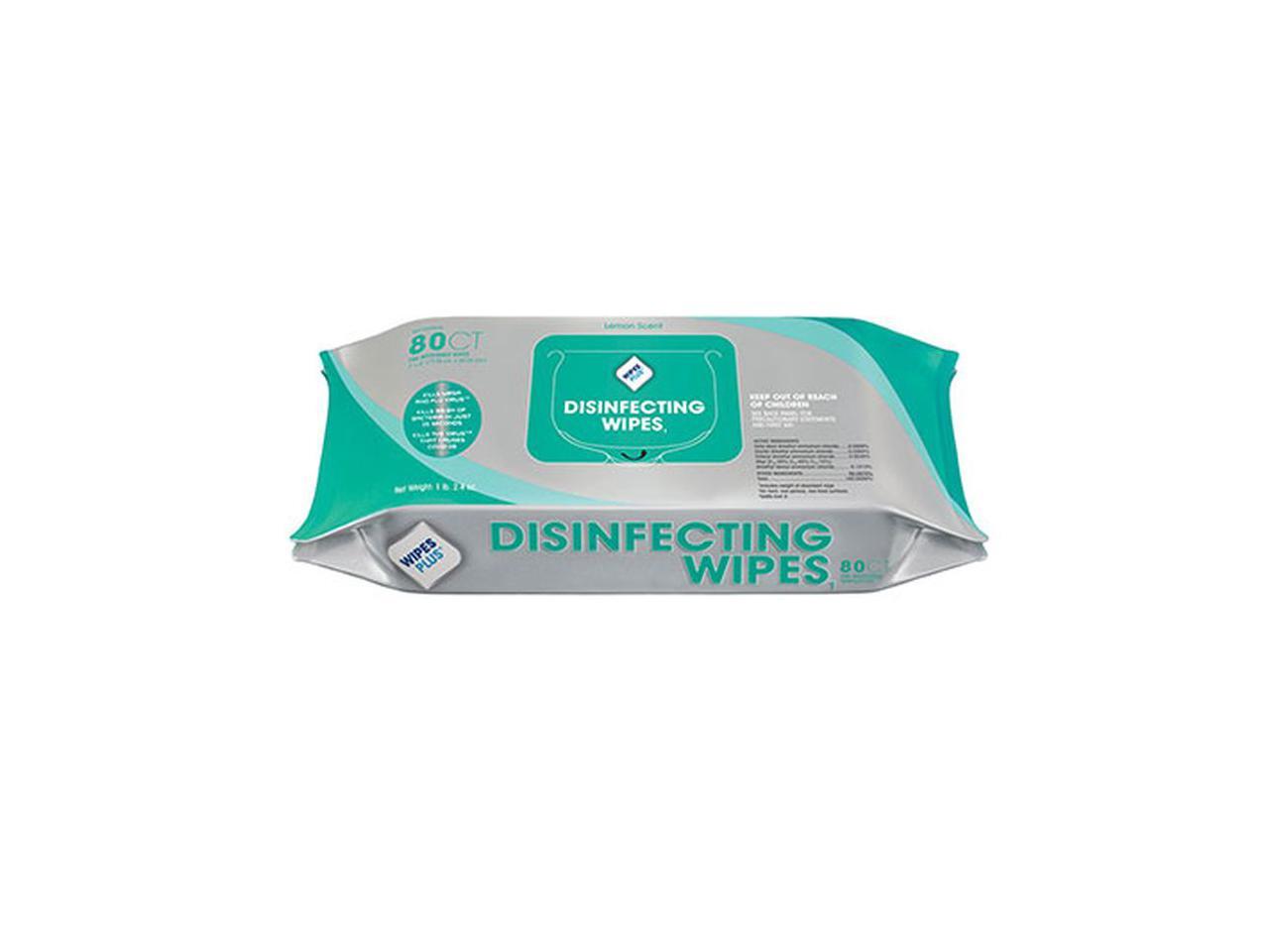 WipesPlus 37701 Disinfecting Wipes Refill Pack, 80 count - Newegg.com