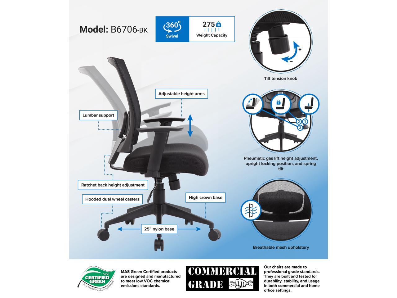 Boss Office Products Mesh Back Task Chair, Black (MFR#B6706-BK ...