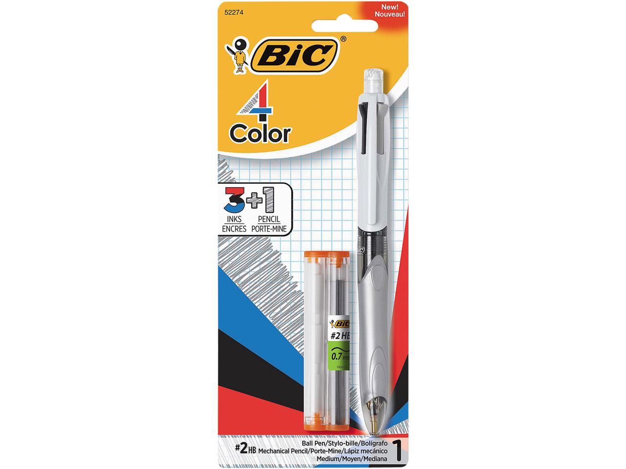 BIC MMLP1-AST 3 + 1 Retractable Ballpoint Pen/Pencil, Black/Blue/Red ...