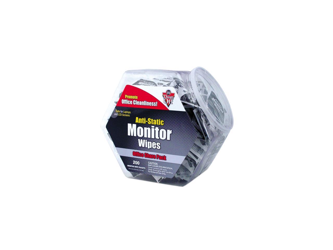 Dust-Off DMHJ Antistatic Monitor Wipes--Office Share Pack, 5 x 6, 200 ...