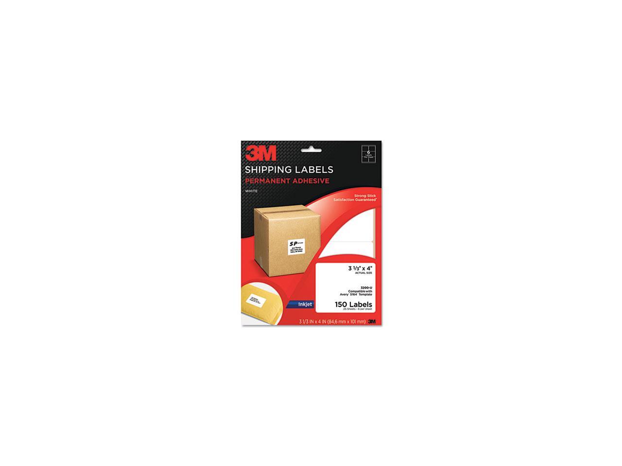 3M 3200-U Permanent Adhesive Clear Inkjet Mailing Labels, 3-1/3 x 4 ...