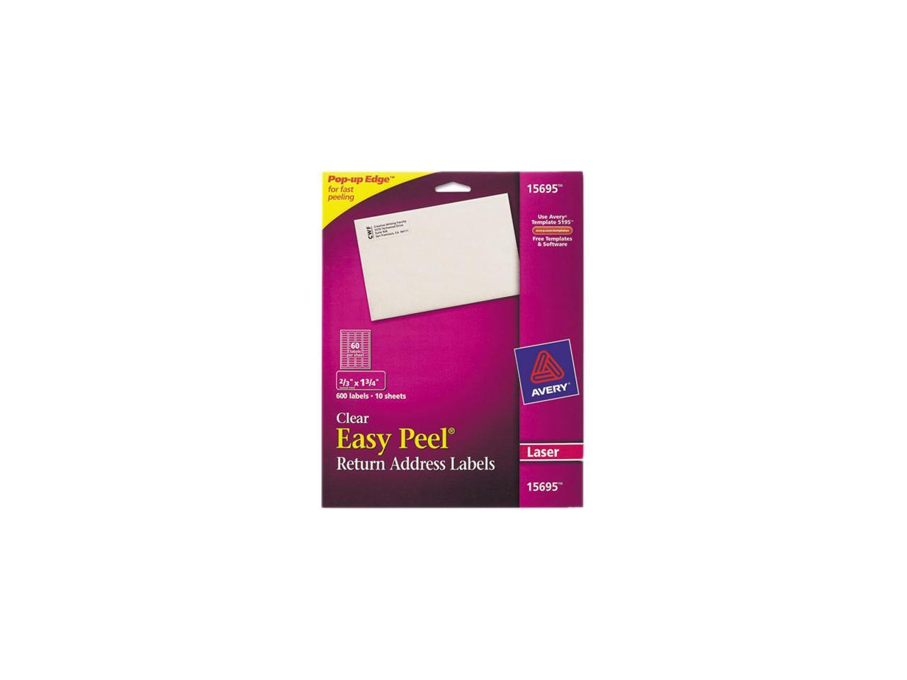 Avery Matte Clear Return Address Labels Sure Feed Technology Laser 0 67 X 1 75 600 Labels 