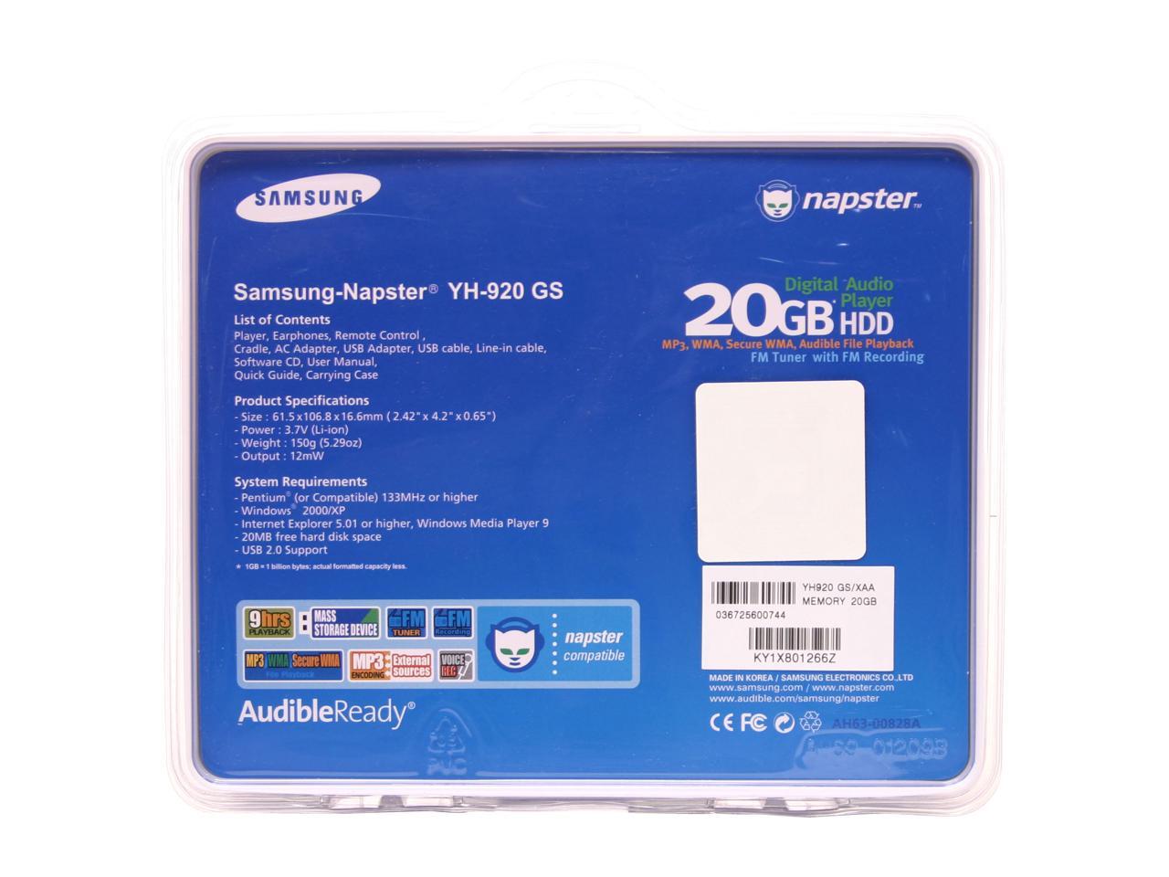 SAMSUNG 20GB MP3 Player YH-920 20GB - Newegg.com