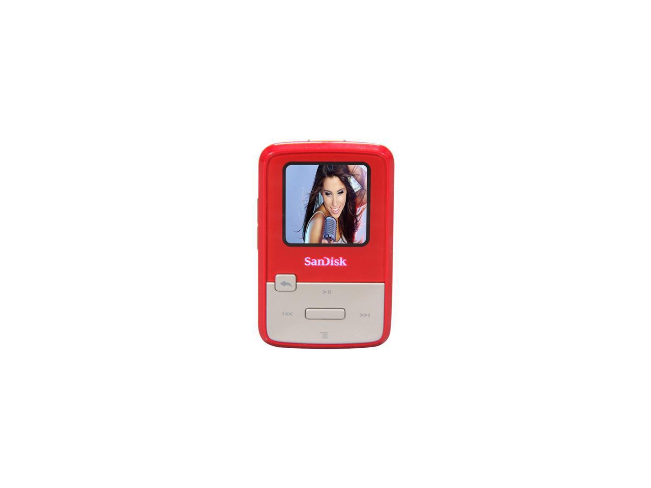 SanDisk Sansa Clip Zip 1.1" Red 4GB MP3 Player SDMX22-004G-A57R ...