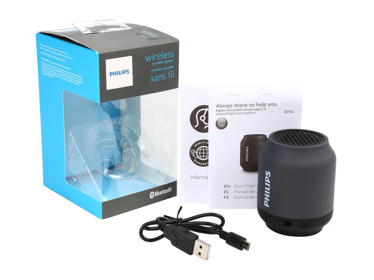 PHILIPS BT50B/37 Bluetooth Portable Speaker (Black) - Newegg.com