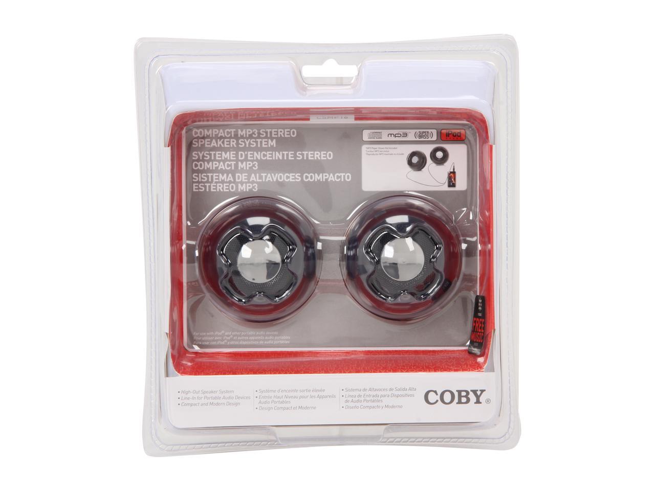Coby CSMP16BLK Personal Mini Stereo Speaker System - Black - - Newegg.com