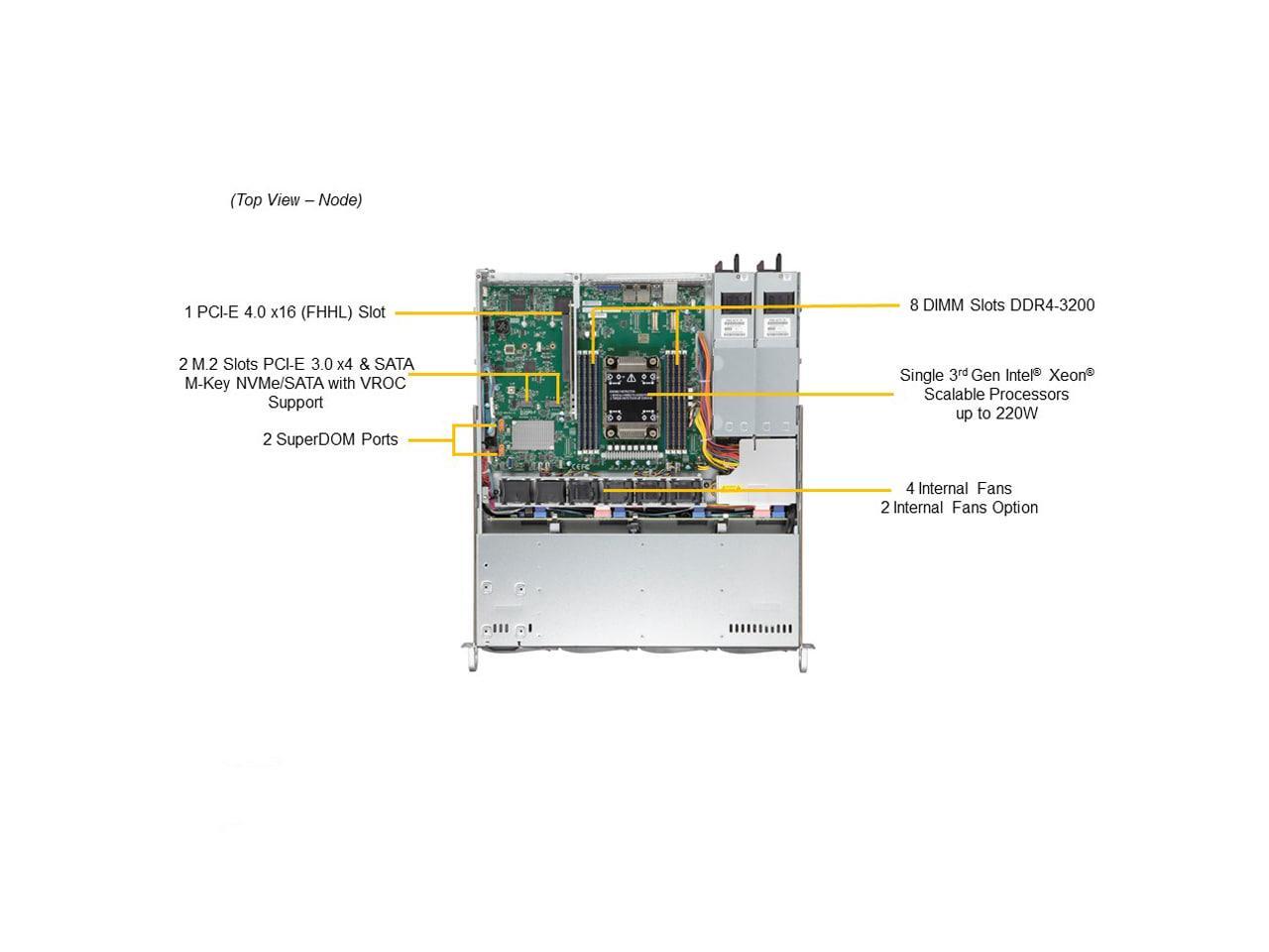 SUPERMICRO 1U Intel Xeon Gold 5320 full Server System, 26 Core, 52 ...