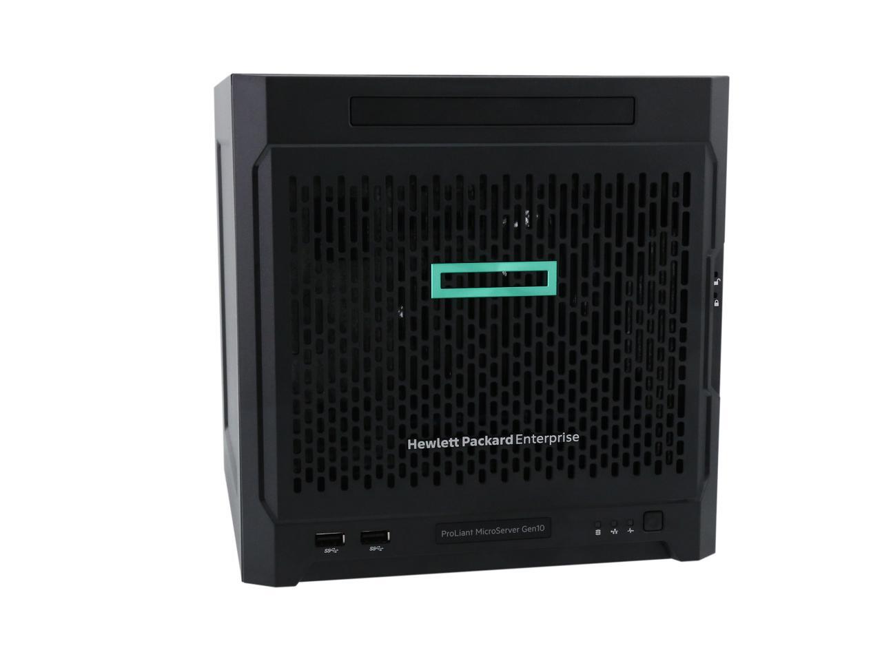 HPE ProLiant MicroServer Gen10 Ultra Micro Tower 4LFF NHP SATA 200W PS Soln Server AMD Opteron ...