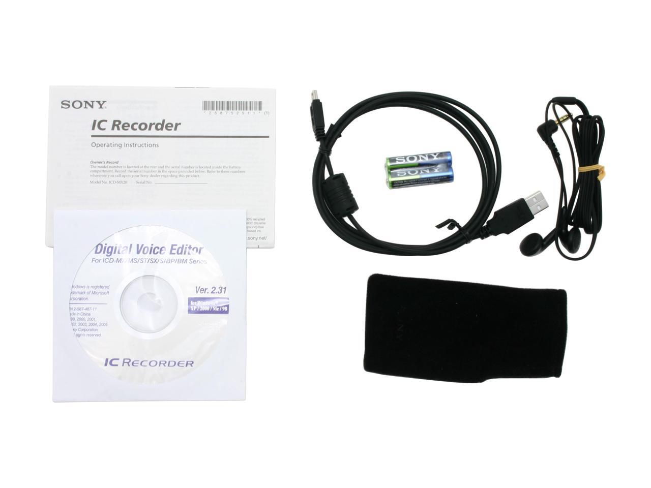 SONY ICD-MX20 Memory Stick Pro Duo Digital Voice Recorder - Newegg.com