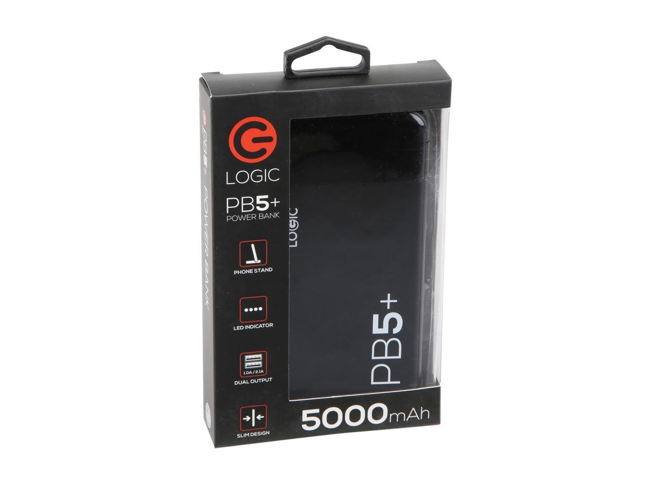 Logic PB5+ Dual Charging 5000 mAh Power Bank - Black - Newegg.com