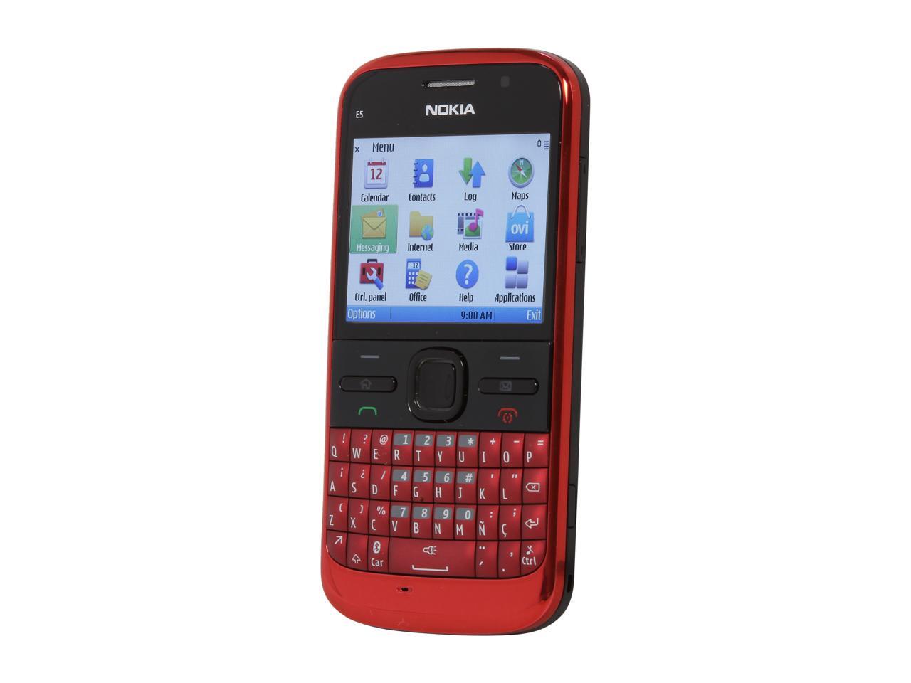 Nokia E5-00 Red 3G Unlocked GSM Smart Phone w/ 5MP Camera / GPS / Wi-Fi ...