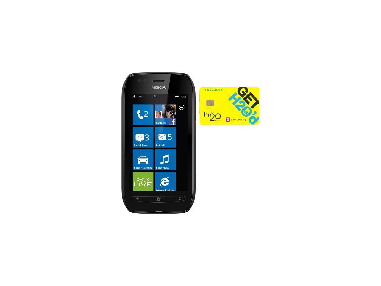 Nokia Lumia 710 Black Windows 7.5 OS Cell Phone + H2O $60 SIM Card ...