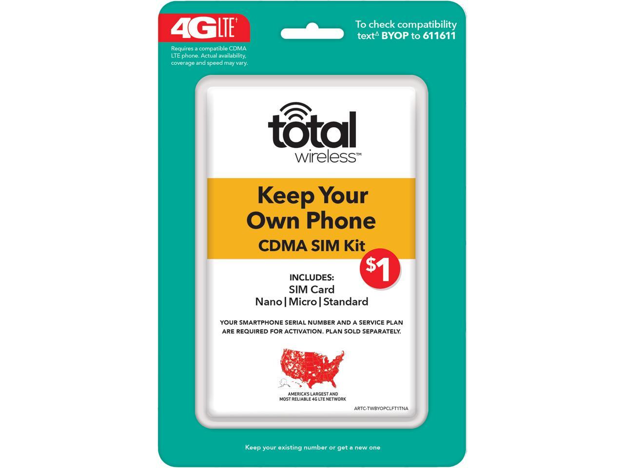 Total Wireless Keep Your Own Phone CDMA SIM Activation Kit (Triple ...