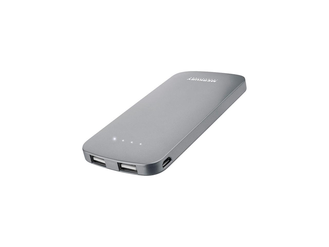 Merkury Slate Gray 4000 mAh Slim Li-Ion Metallic Power Bank with Dual ...