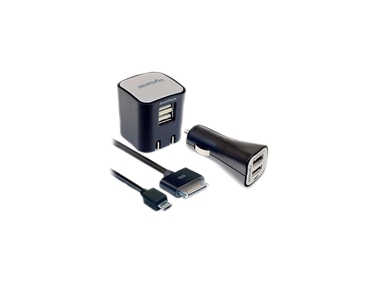 DigiPower IS-AC2DL Black Dual USB Wall Charger Kit - Newegg.com